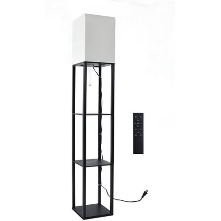 Square Floor Lamps Composite Wood Panels Dimmable Bulbs Quadrate Modern ...