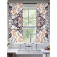Boho Pattern Retro Orange Block Chiffon Sheer Curtains 63 Inches Long ...