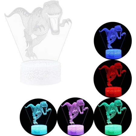 Dinosaur Night Light 7 Color Changing LED 3D Optical Illusion Lamp with ...