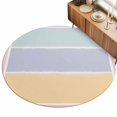 Blue Sage Green Color Block Round Rug 5ft Pink Stripe Washable Area ...