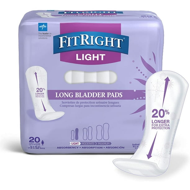 FitRight Long Bladder Pads, Incontinence & Postpartum Protection, Light ...