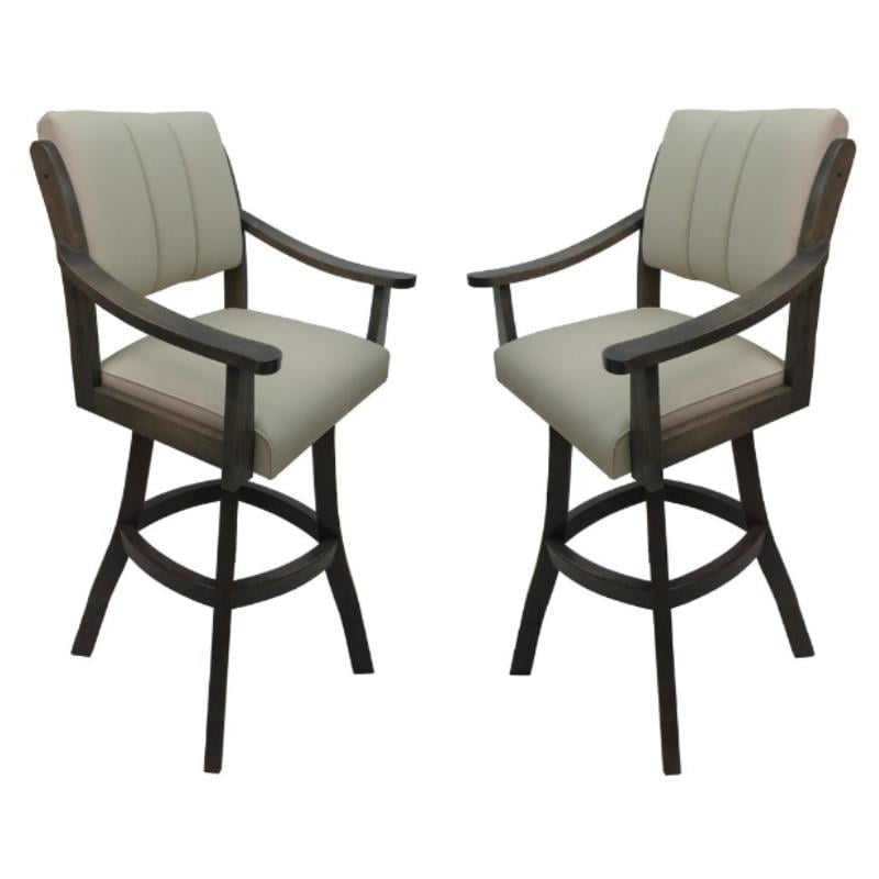 Home Square 30" Swivel Solid Wood Bar Stool in Ocean Beige - Set of 2 ...