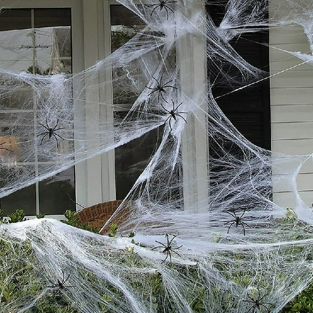 2 Sets Halloween Spider Web Props Holiday DIY Spider Decorations Simple Festival Ornament Realistic Artificial Spiders DIY Haunted House Decor Room