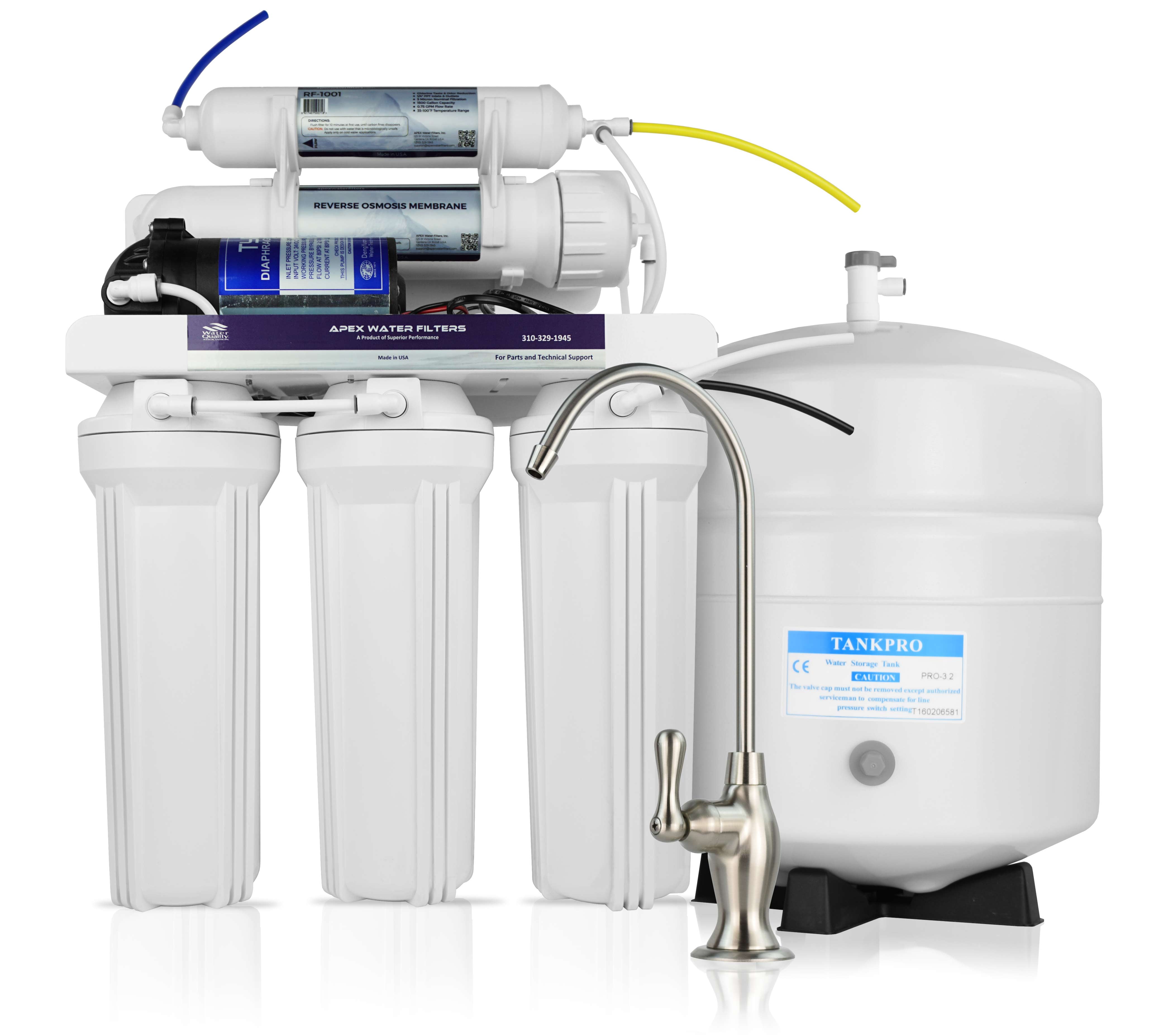 APEX MR-5051 Reverse Osmosis Water Filter System with Booster Pump ...