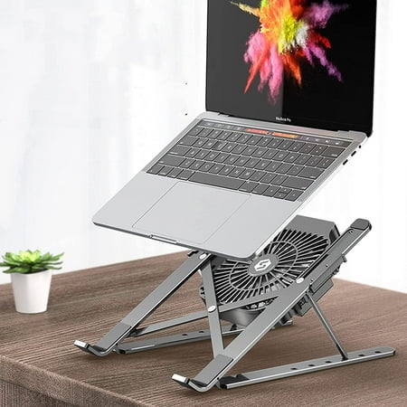Laptop Stand & Cooling Fan, 6 Positions Adjust Height Notebook Computer ...