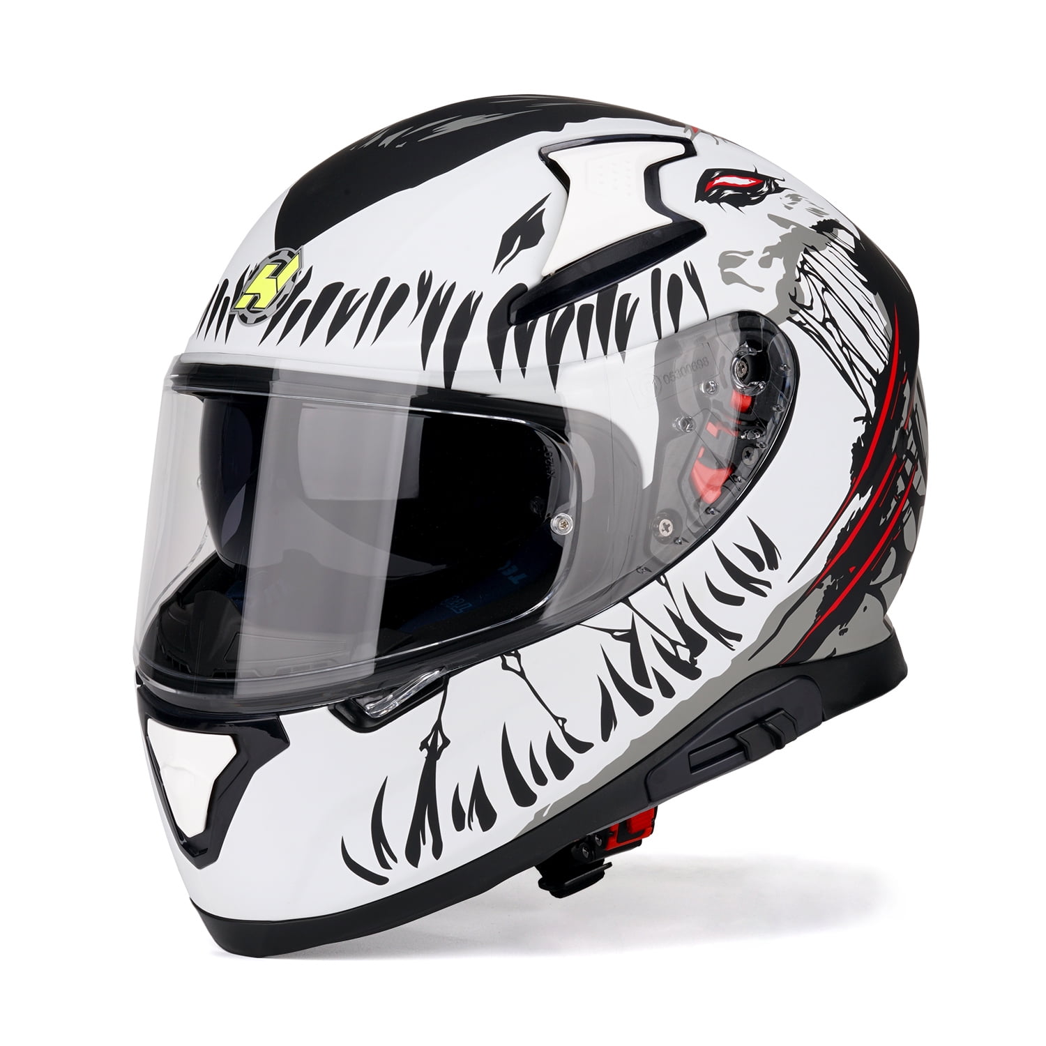 HAX Full Face Motorcycle Helmet with Dual Rear Wing, Motorbike Street ...