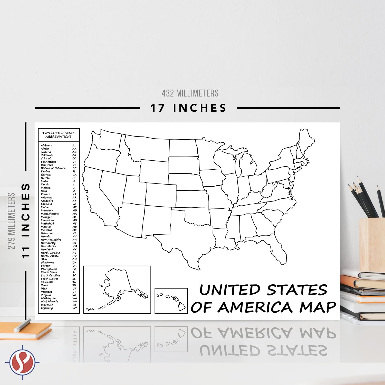 Buy United States Map - USA Poster, US Educational Map - With 2 Letter ...