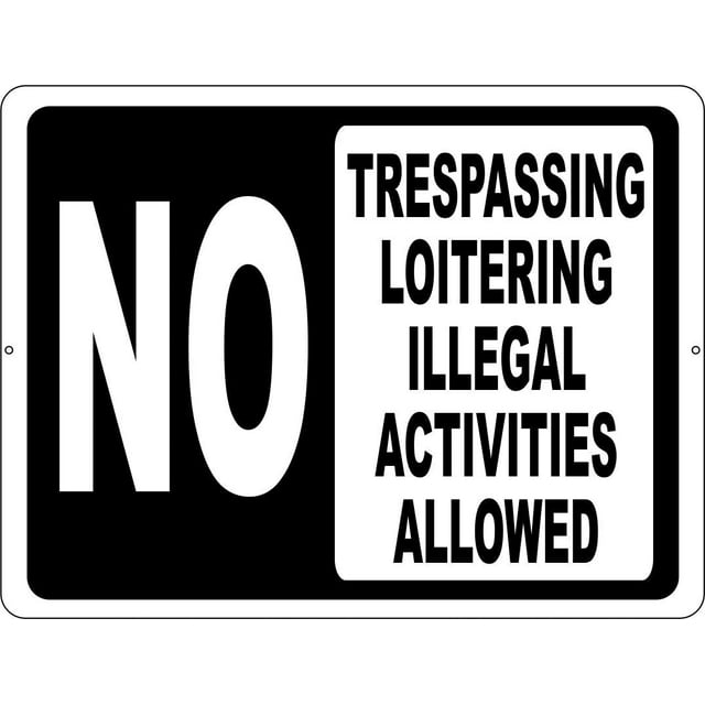 No Trespassing Loitering or Illegal Activities Allowed Sign - Walmart.com