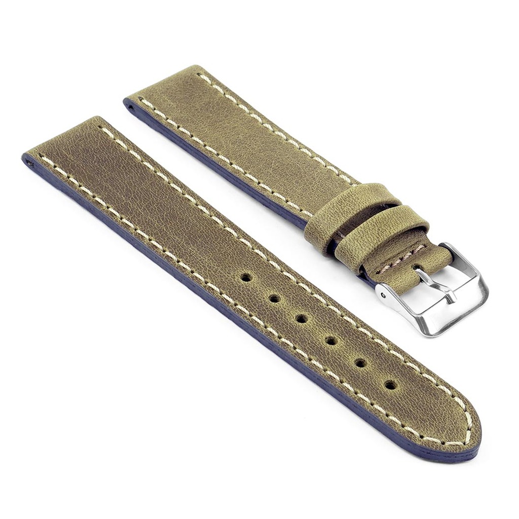 StrapsCo Vintage Leather Watch Strap with White Contour Stitching ...