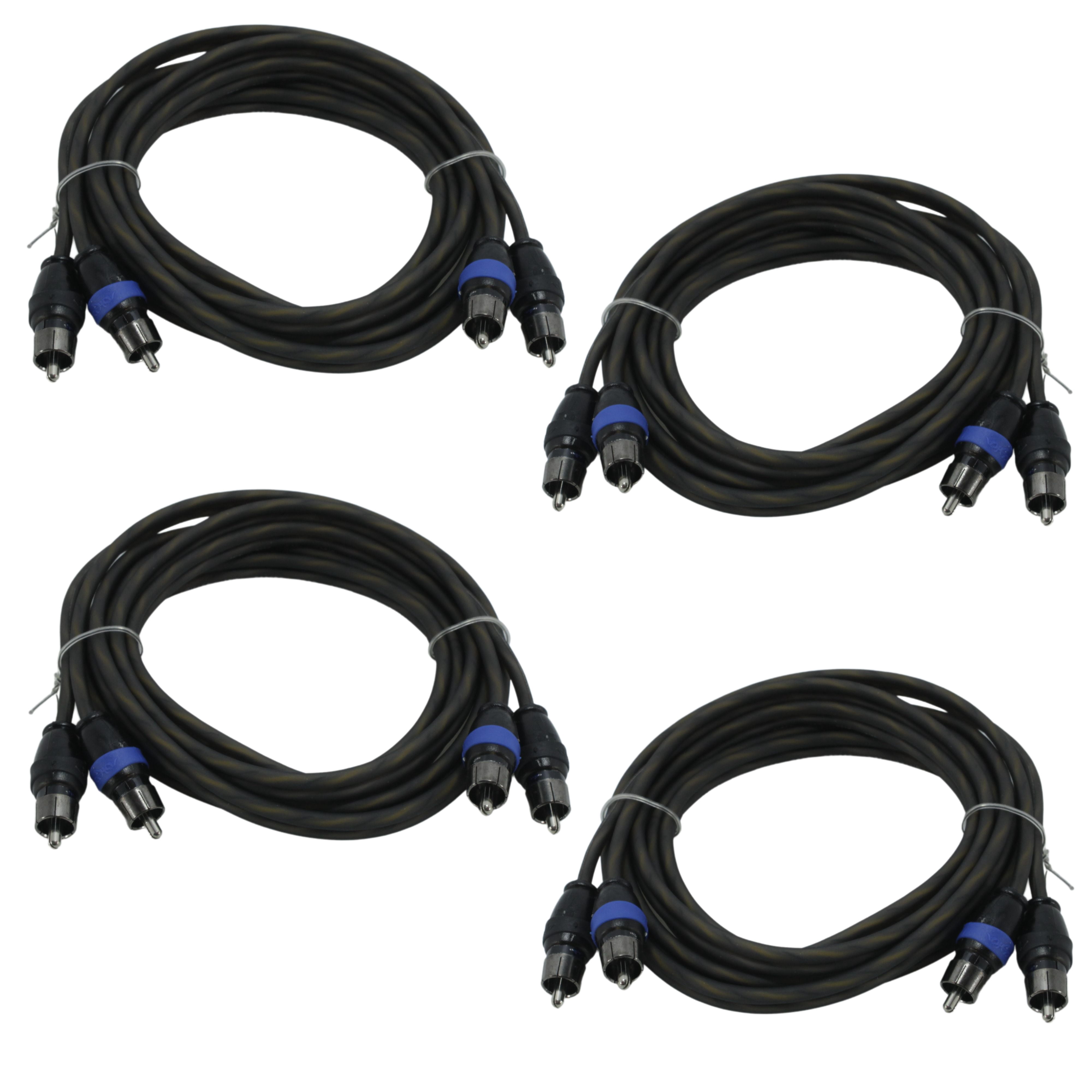 2 Pair Sky High Car Audio Twisted 2-Channel Metal RCA Cable Wire 6 Feet ...