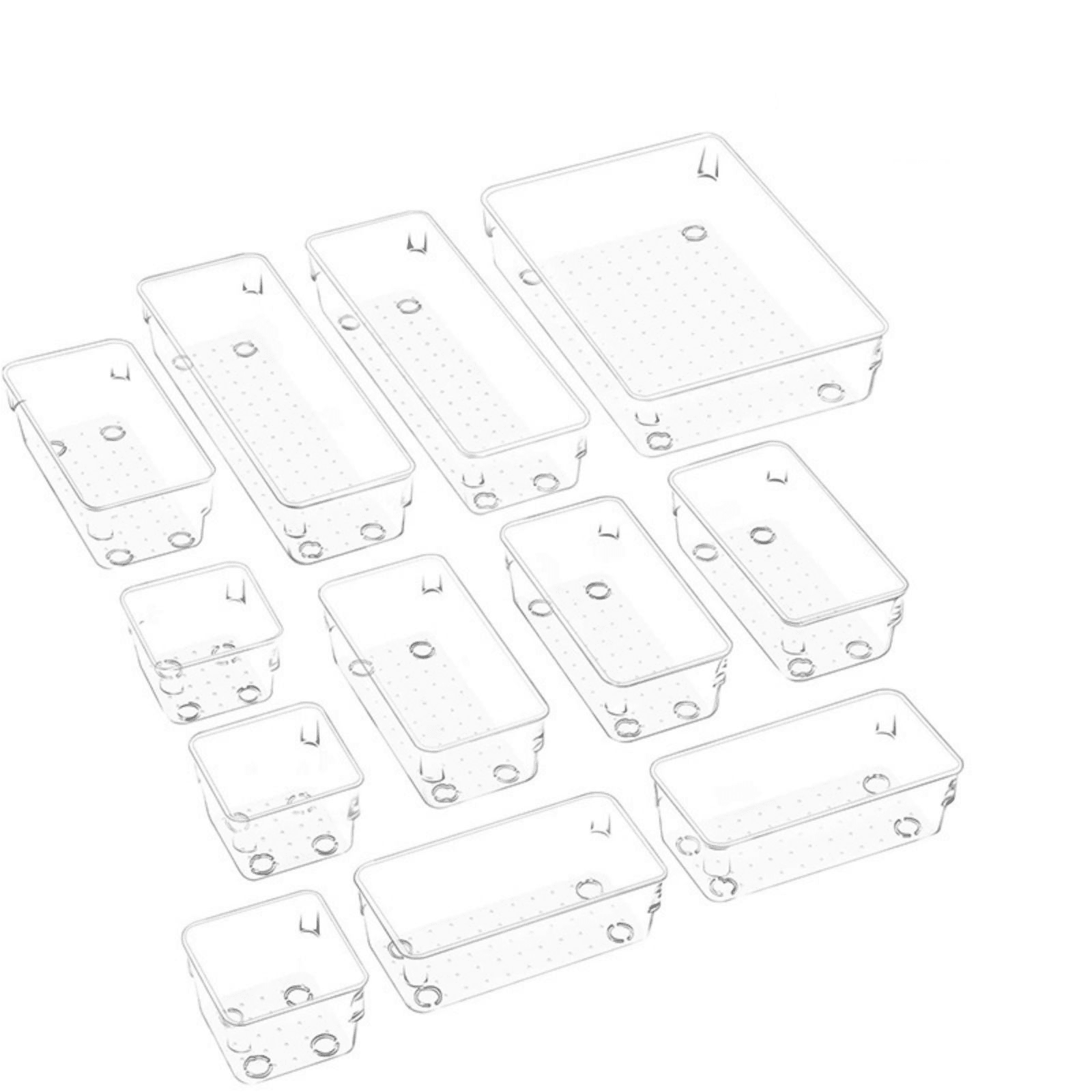 Holocky 12 PCS Clear Plastic Drawer Organizer Set 4-Size Drawer ...