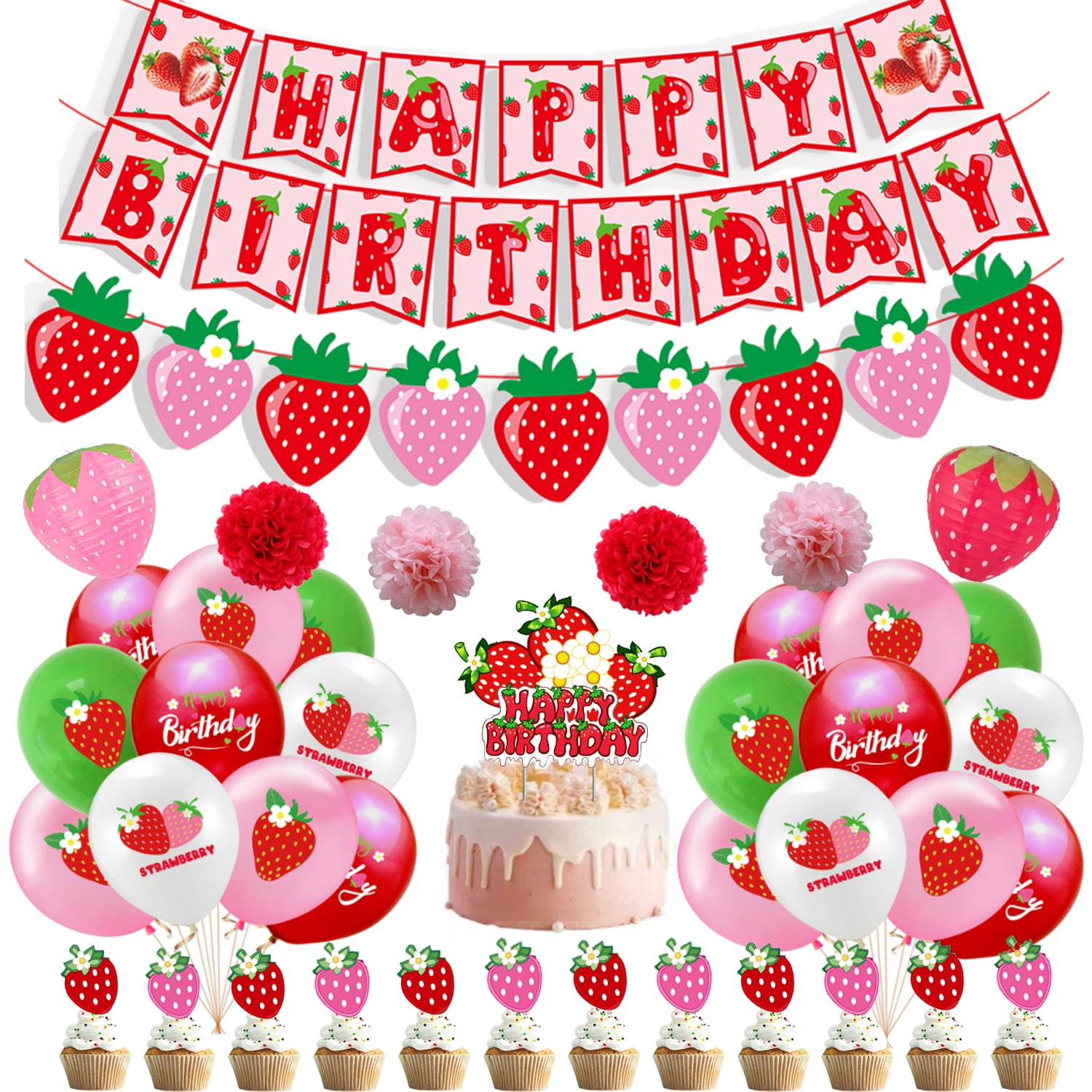 Click here for Finypa Strawberry 1st Birthday Party Decorations I... prices