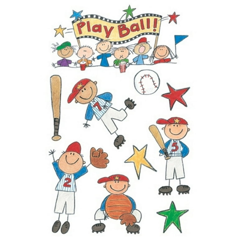 Stick Figure Boy Baseball