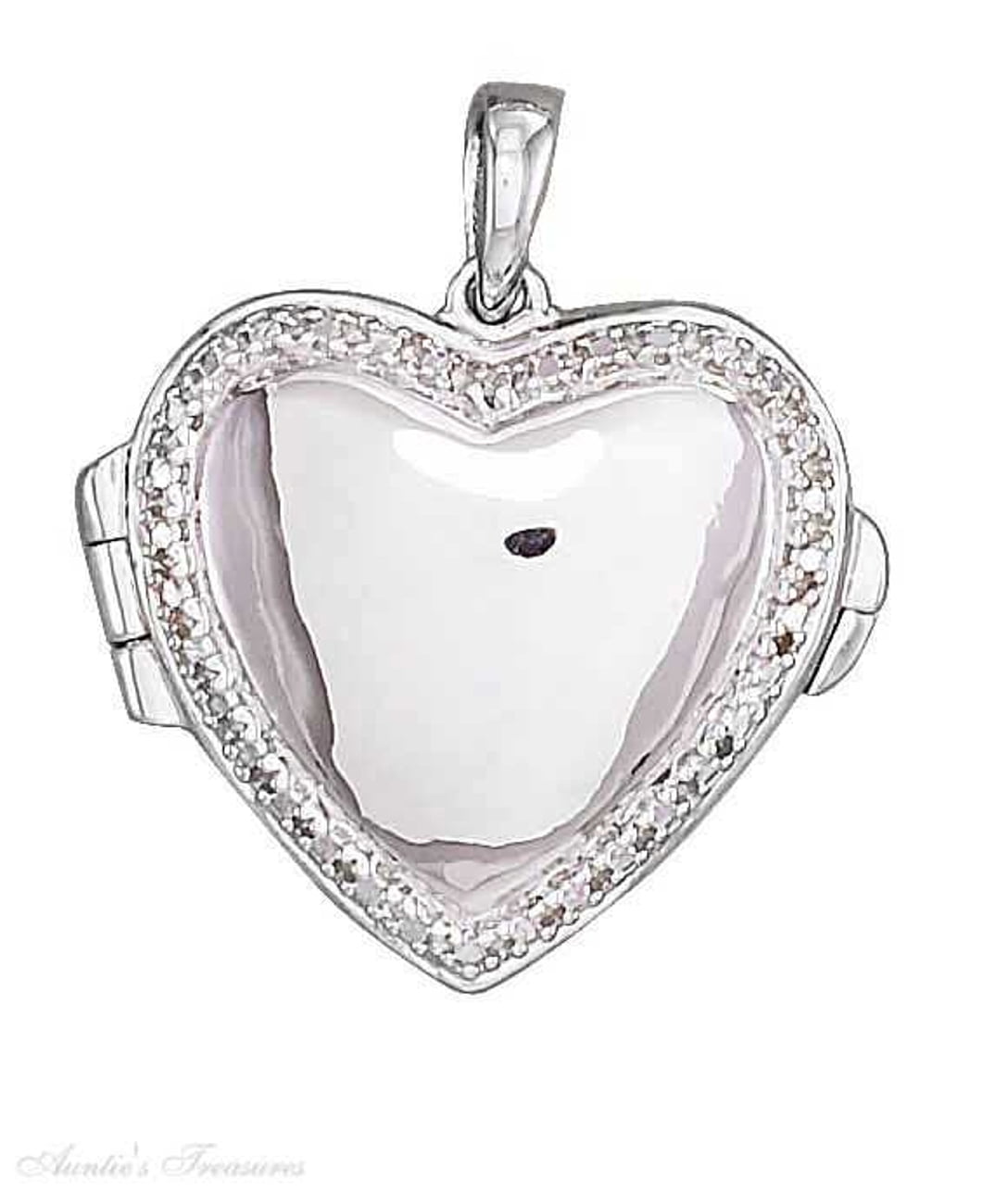 Sterling Silver 18" 1mm Box Chain Heart Shaped Illusion Locket Pendant ...