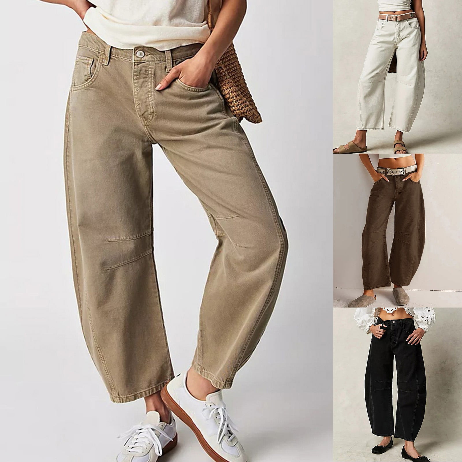 Click here for Shadoumai Barrel Jeans Women Petite Length Ankle W... prices