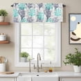Abstract Ocean Valances for Windows, Summer Coral Pattern Dark Blue ...