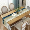 Gray Gold Navy Blue Table Runner, Modern Oil Painting Ombre Table ...