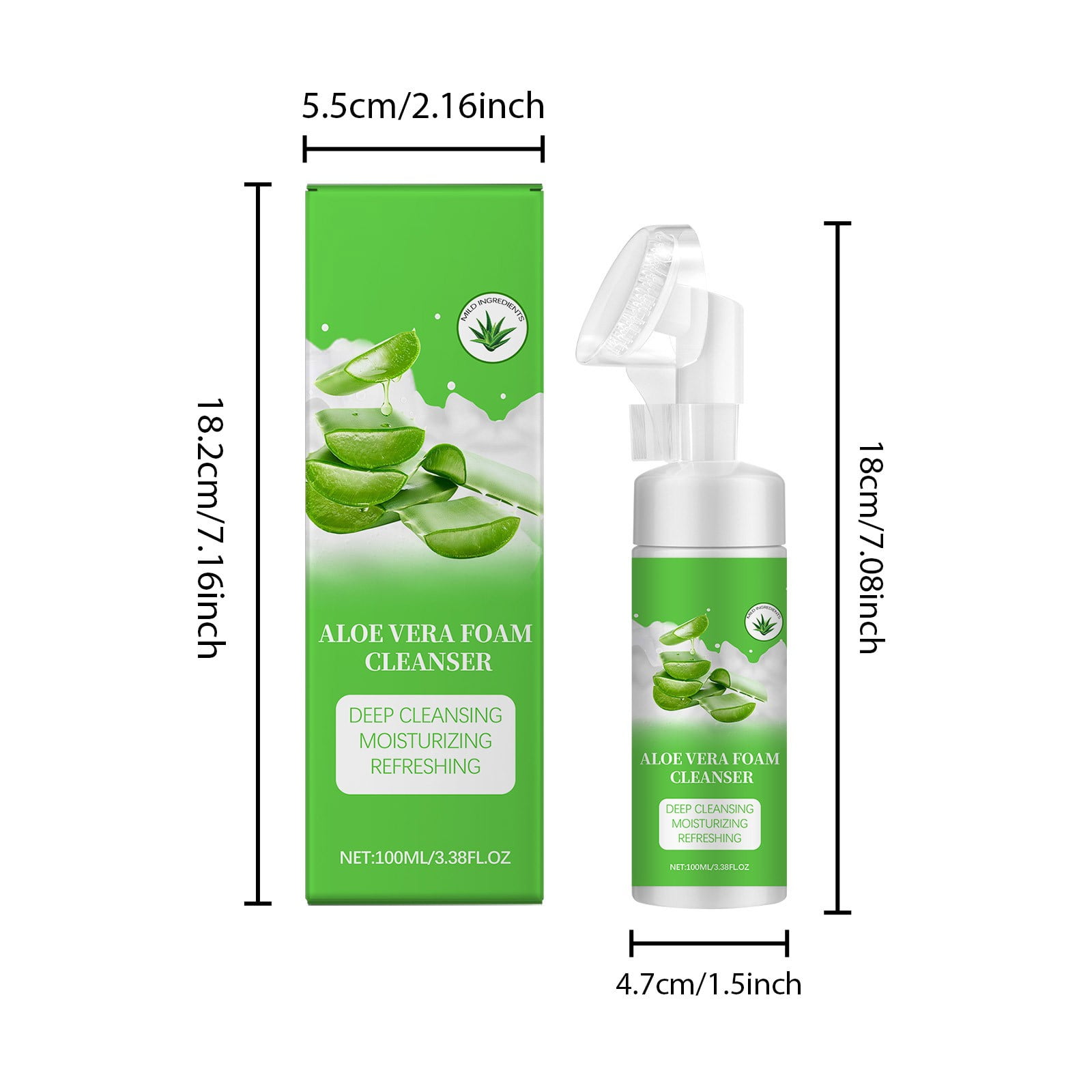 Limpiador facial en espuma de aloe vera: limpia suavemente los poros, refresca, reduce los poros ...