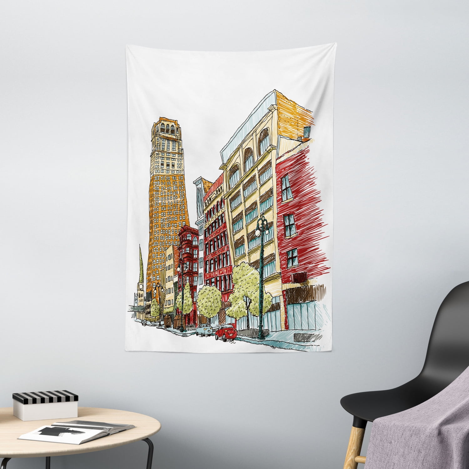 Detroit Tapestry, Buildings on Woodward Avenue in the Downtown Detroit ...