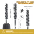 6 Pcs 15mm Stainless Steel Pipe Brush for Electric Drill Cleaning hex ...