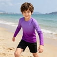 Boys' Rash Guard Raglan Long Sleeve, Gradient UPF 50+ Swim Shirt for ...