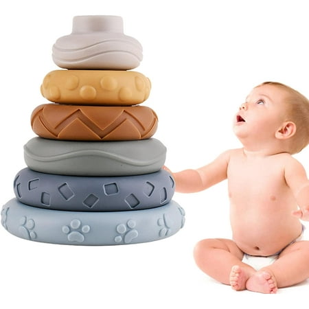 Stacking & Nesting Circle Toy, Soft Stacking Blocks Stacker, Toddlers ...