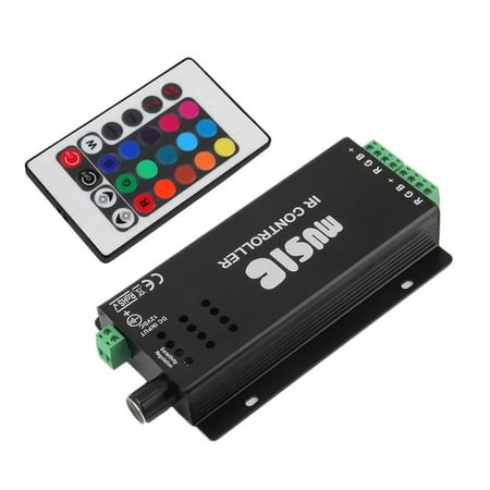 Black 12V/24V DC 2 Channels 24 Key Music IR Remote Controller Sound ...