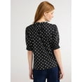 Free Assembly Women's Ruffle Polka Dot Top with Puff Sleeves, Sizes XS ...