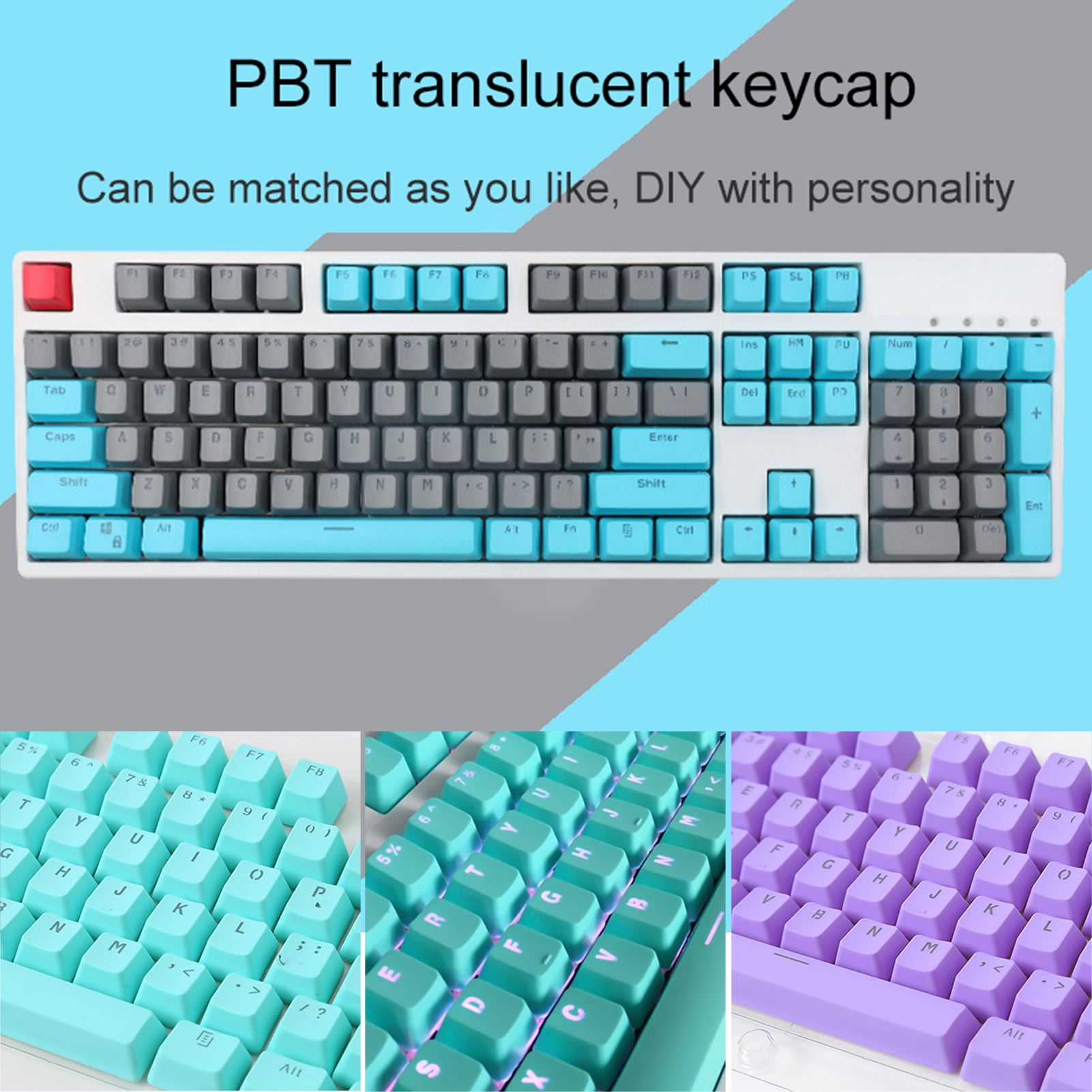 Walbest 104pcs Universal Pbt Translucent Keycaps For Mechanical ...