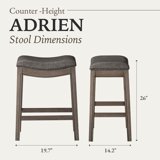 Maven Lane Adrien Counter Stool, Reclaimed Oak, Ronan Stone Vegan ...