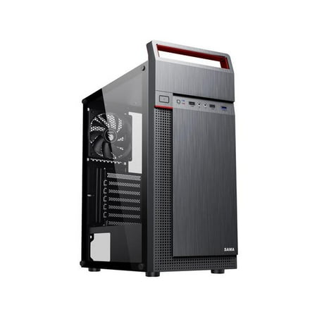 SAMA Sama-S88-BK Steel Tempered Glass ATX Mid Tower Computer Case ...