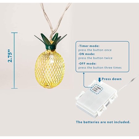 LED Pineapple Shaped String Lights, Battery Operated Fairy Lights for Patio Home Wedding Party ...
