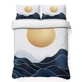 Abstract Mountain Navy Blue Stripe 3 Pieces Quilt Set,1 Quilt with 2 ...