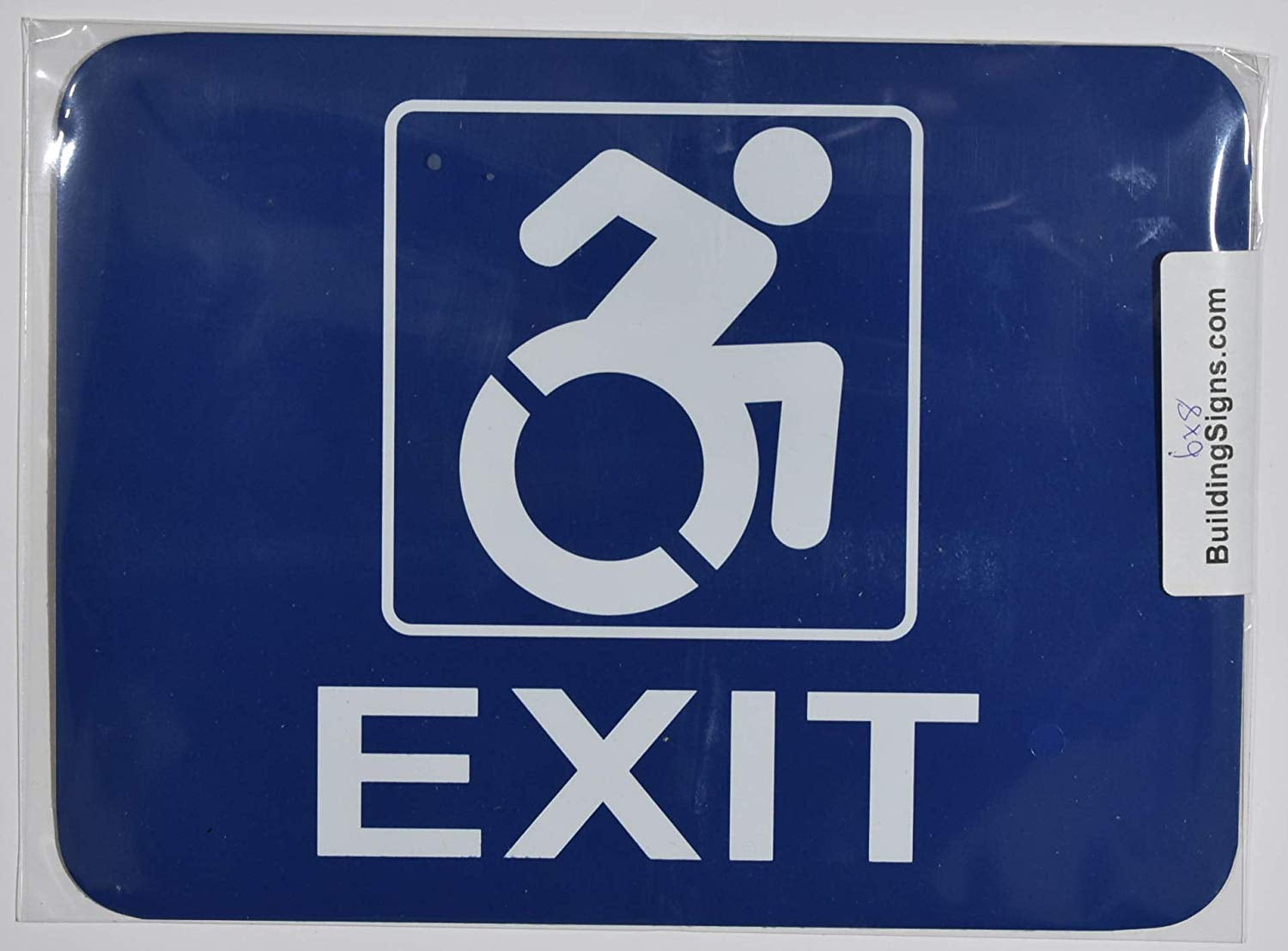 EXIT ACCESSIBLE Sign (White/Blue,Aluminium, 8X6, Double Sided Tape)-The ...