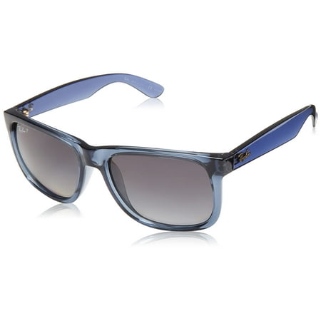 Ray-Ban RB4165 Justin Rectangular Sunglasses, Transparent Blue ...