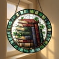 Books And Clover Stained Glass Style Suncatcher Window Hanging Decor ...