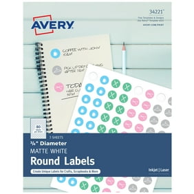 Avery 22877 2 in. Dia. Print to the Edge Easy Peel Round Labels, White ...