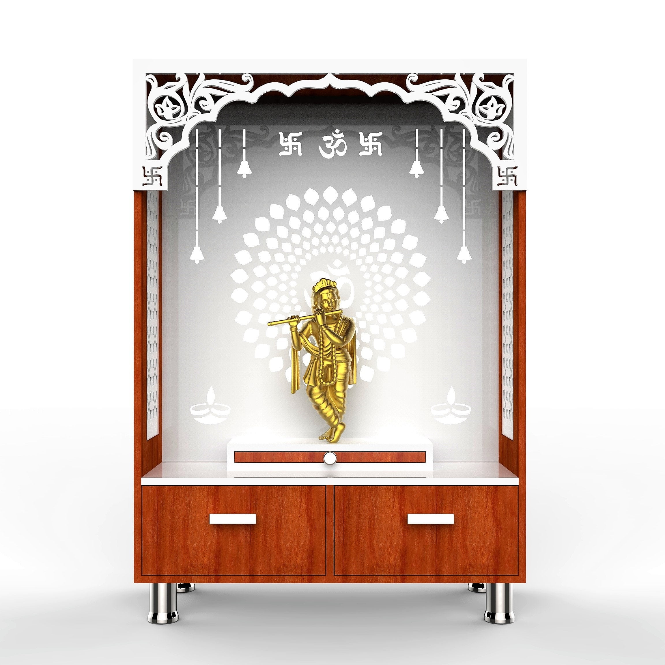 Wooden Temple For Home With LED Lights For Home And Office / Wooden ...