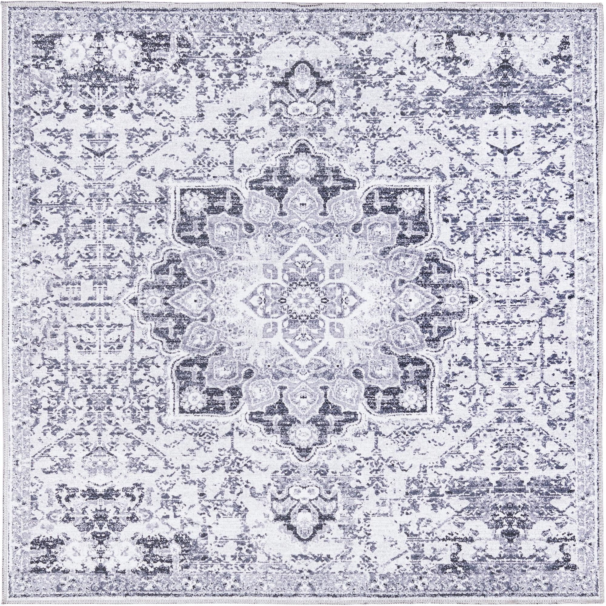 Rugs.com Francesca Collection Washable Rug – 8 Ft Square Light Gray ...