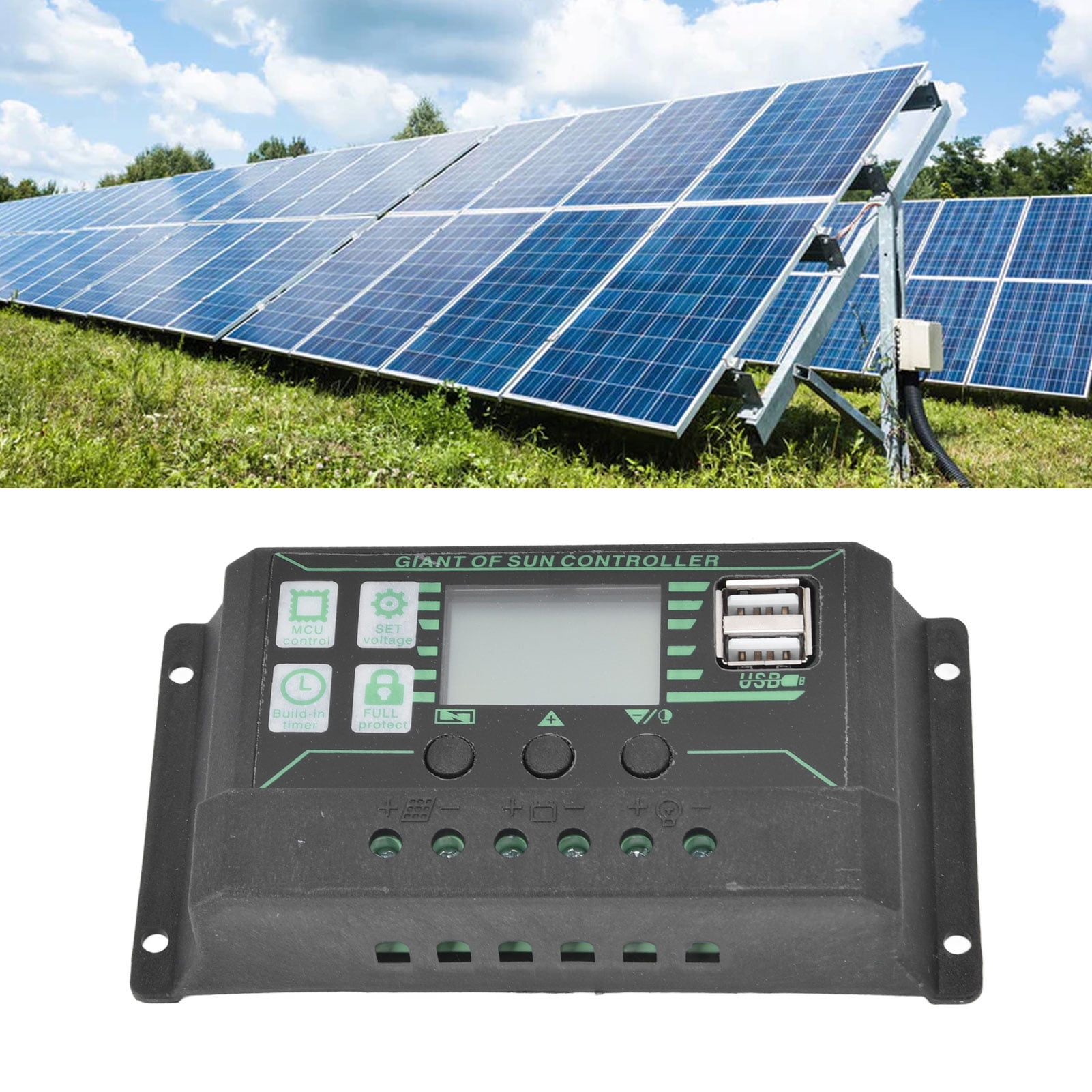 Solar Controller, Dual USB Port Solar Discharge Controller MPPT Solar ...