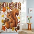 Bathroom Shower Curtain Thanksgiving Maple Leaf Squirrel Waterproof ...