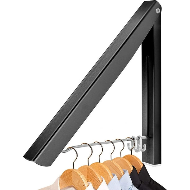 SHAR Folding Wall Hanger(Black), Retractable Clothes Organizer Space ...