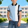 BCSIOAOI Tee Shirts Boys,Contrast Color Block Collared Short Sleeve ...