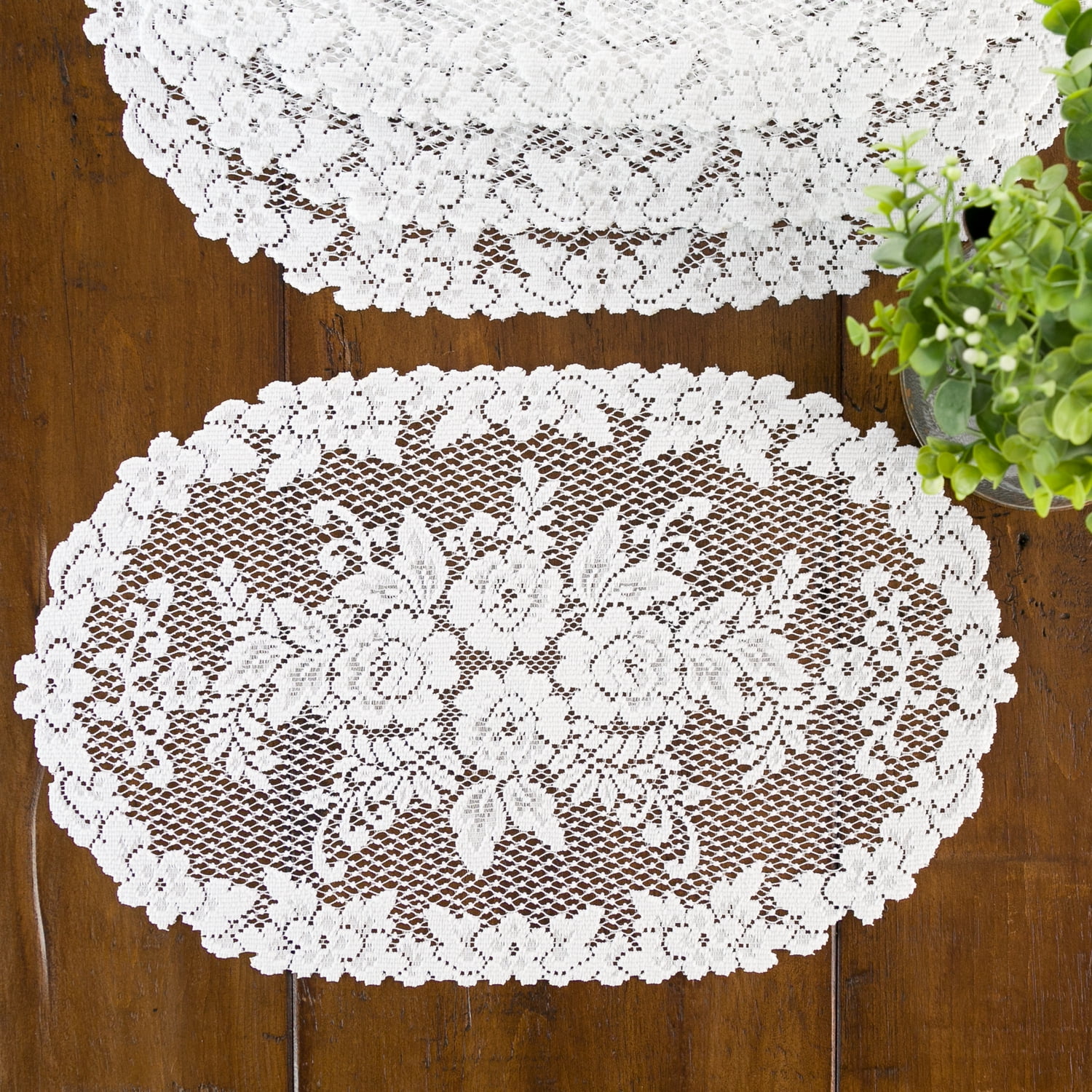 Heritage Lace 13 x 24 in. Victorian Rose Doily - White - Set of 4 ...