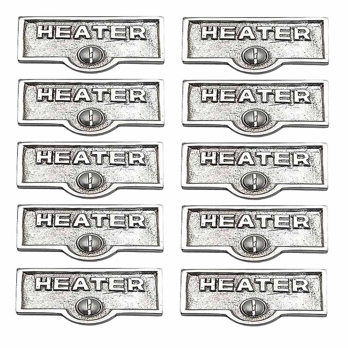10 Switch Plate Tags HEATER Name Signs Labels Chrome Brass Traditional ...