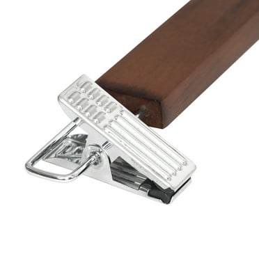 International Hanger Deluxe Wooden Bottom Hanger w/Clips, Walnut Finish ...