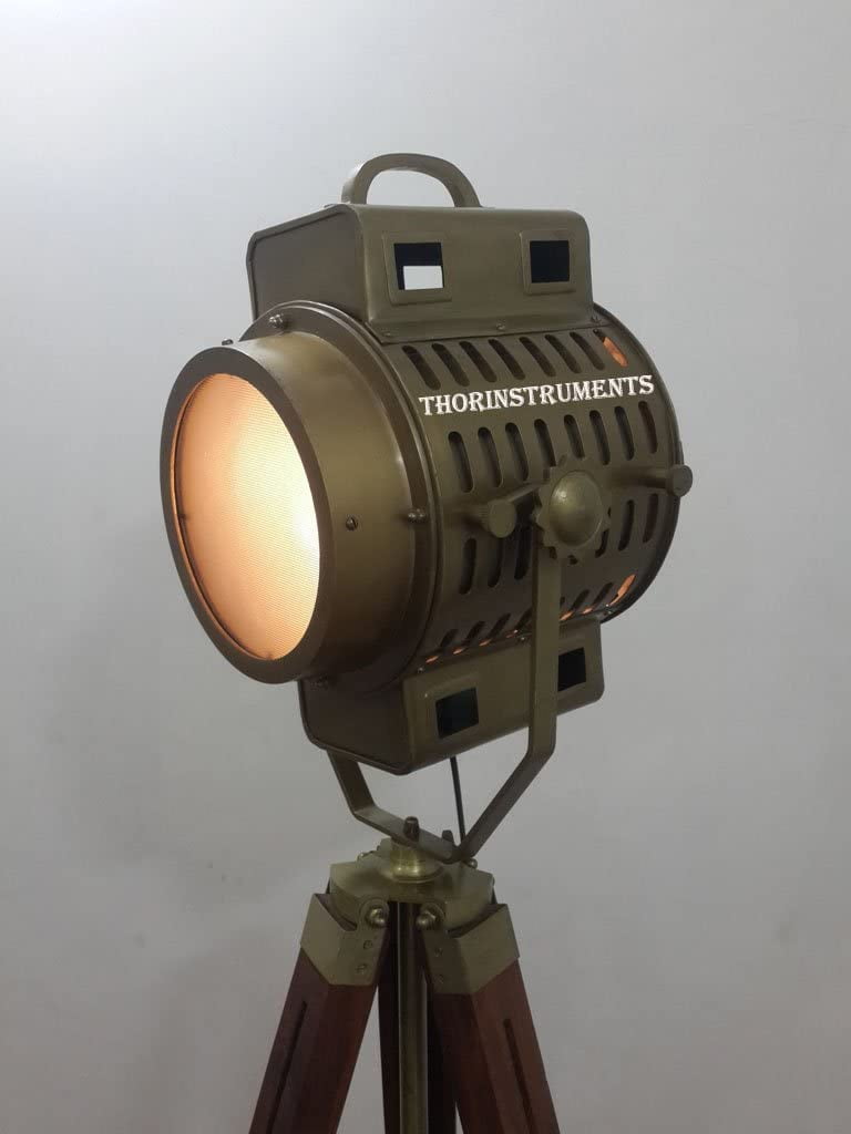 Hollywood Antique Style Spot Light With Three Fold Antique Tripod Wood ...