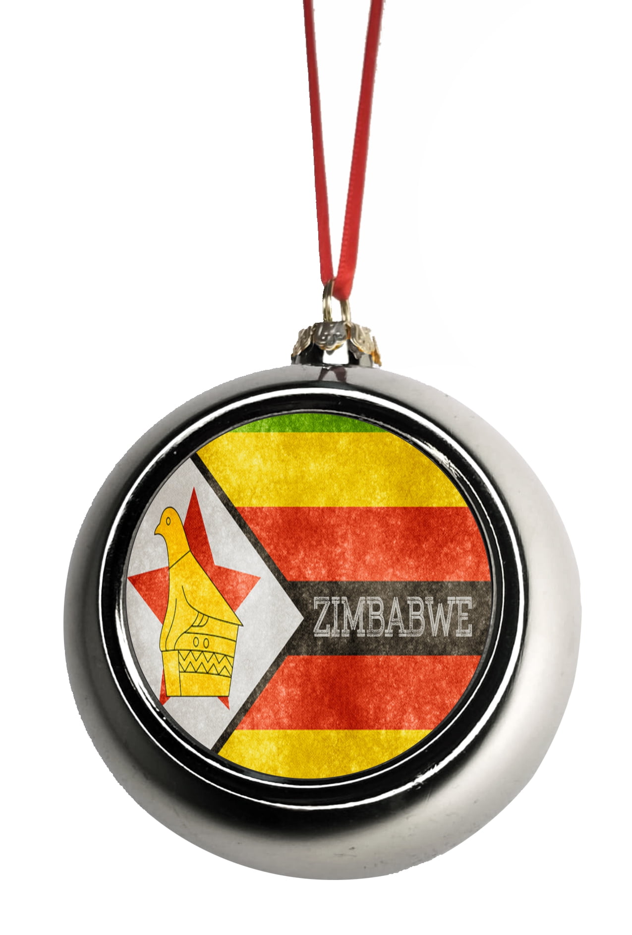 Flag Zimbabwe - Zimbabwean Grunge Flag Bauble Christmas Ornaments ...