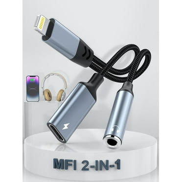 iPhone Aux Adapter, 2 in 1 Dual Lightning to 3.5mm Audio Jack & Charger ...