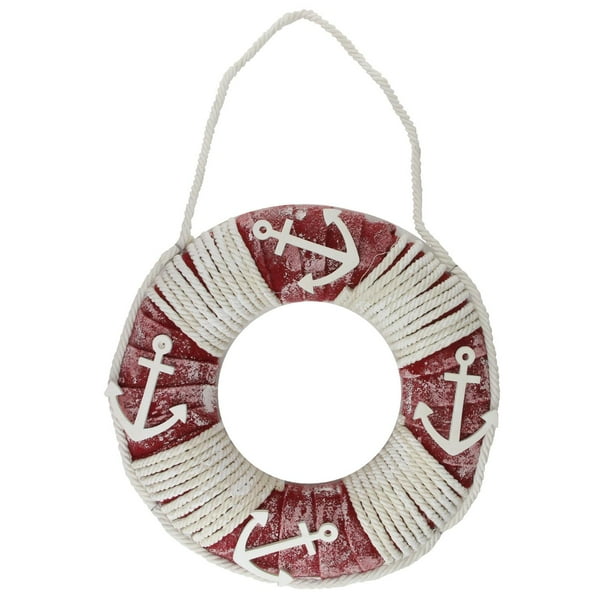 14" Life Preserver with Rope and Anchor Detail Wall Decor - Walmart.com ...